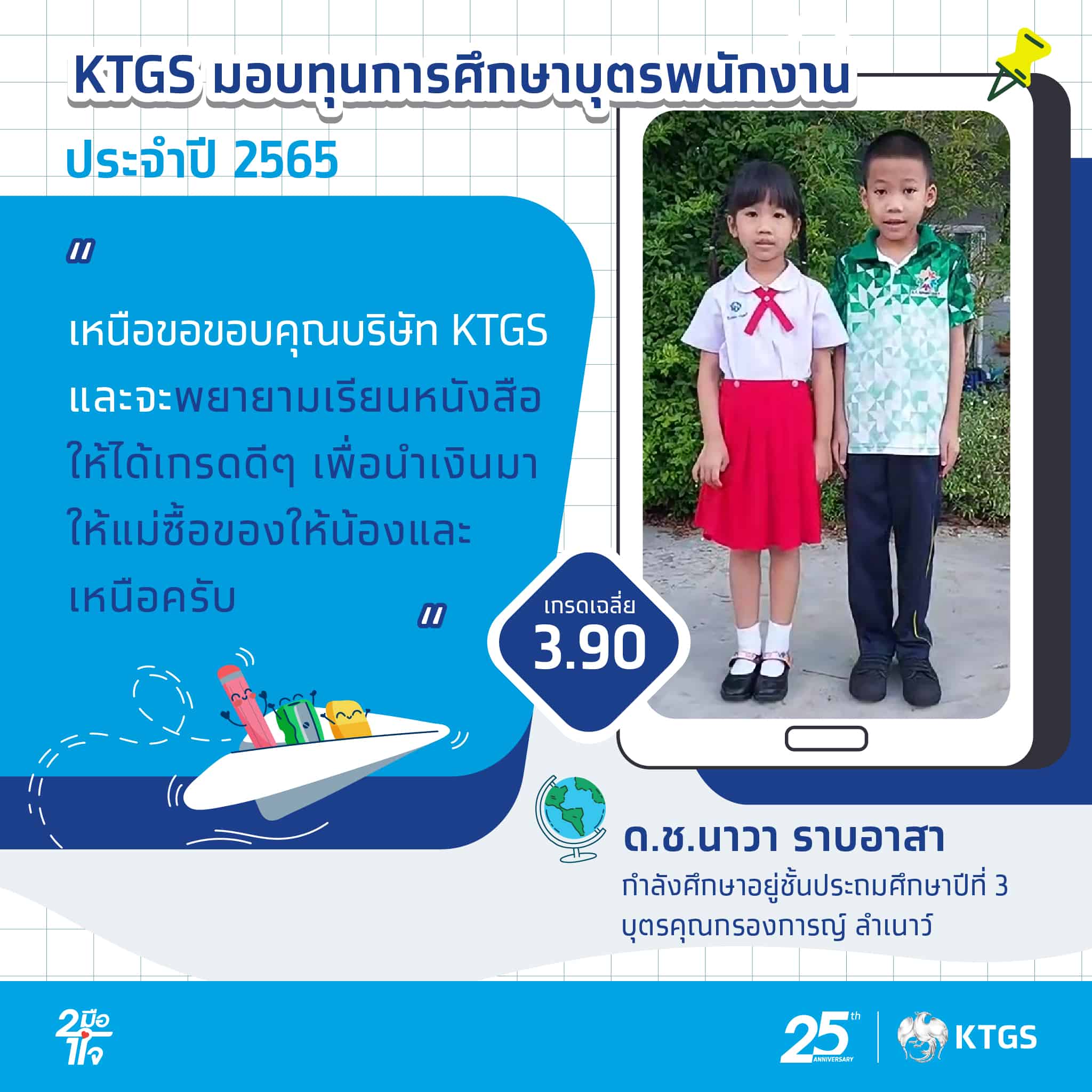 KTGS มอบทุนการศึกษาบุตรพนักงานออนไลน์ ประจำปี พ.ศ. 2565 - KTGS